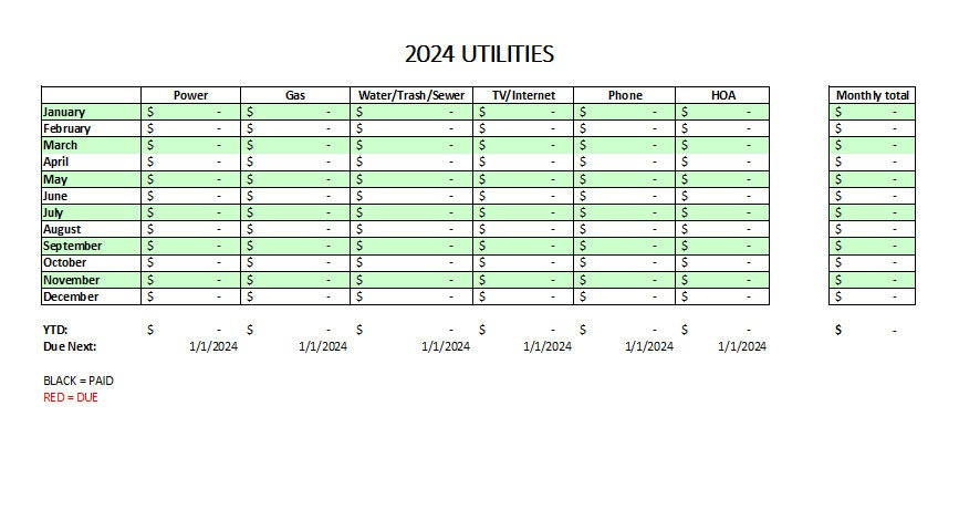 UTILITY TRACKING TEMPLATE - Etsy