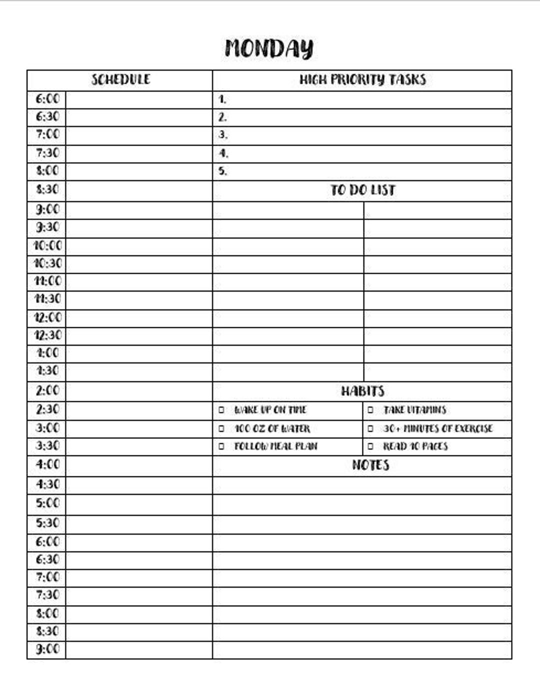 Printable Planner Template PDF - Etsy