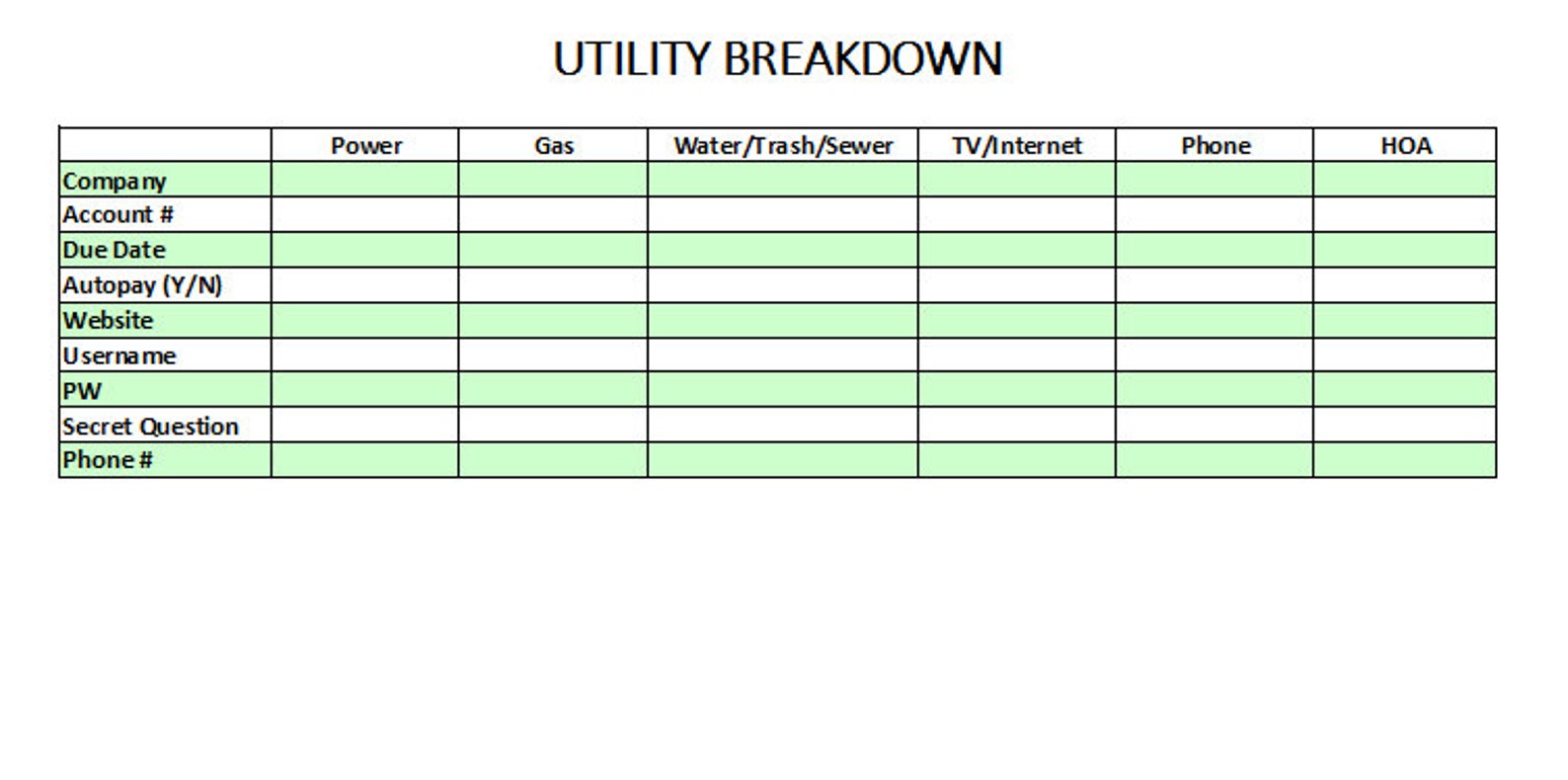 UTILITY TRACKING TEMPLATE - Etsy
