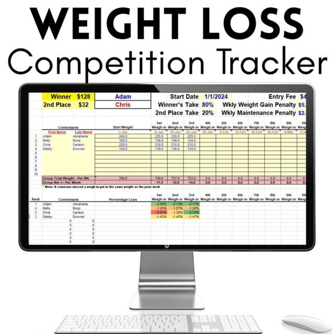 Weight Loss Competition Tracker - Etsy