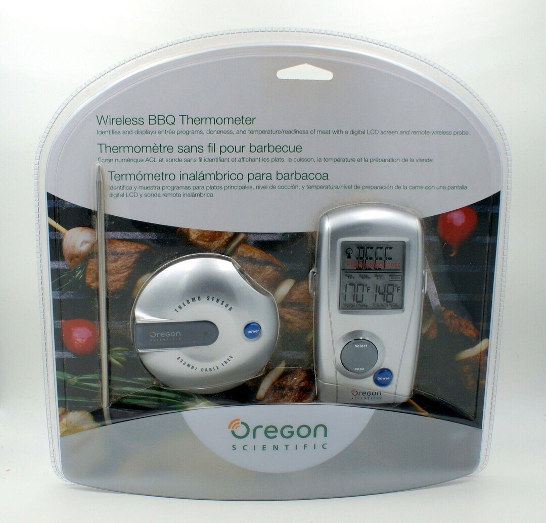 Oregon Scientific AW129 BBQ Thermometer Digital LCD Remote Wireless ...