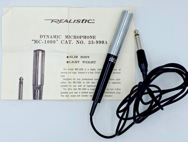 Vintage Realistic MC-1000 Dynamic Microphone Good Condition - Etsy
