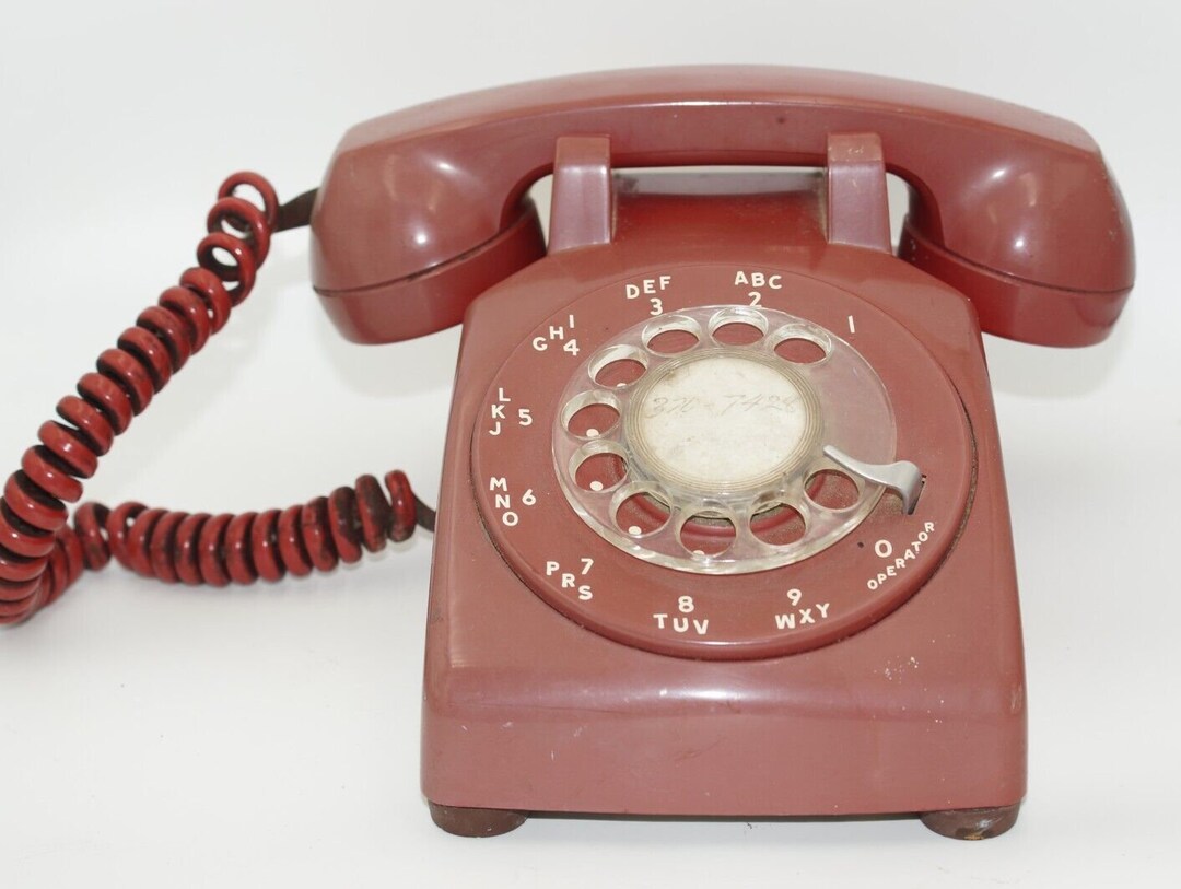 Vintage Red Rotary Desk Phone Great for Home Decor. Not Tested - Etsy