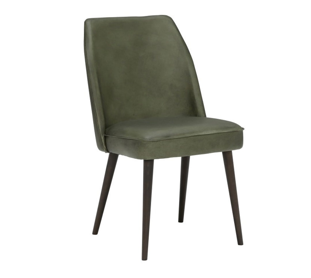Handcrafted Mid-century Modern Buffalo Leather Dining Chair - Vintage ...