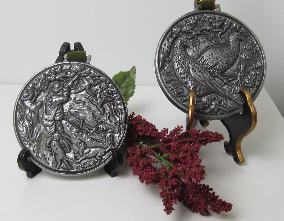 WMF Zinn Pewter Hunting Plaques, Pair - Etsy