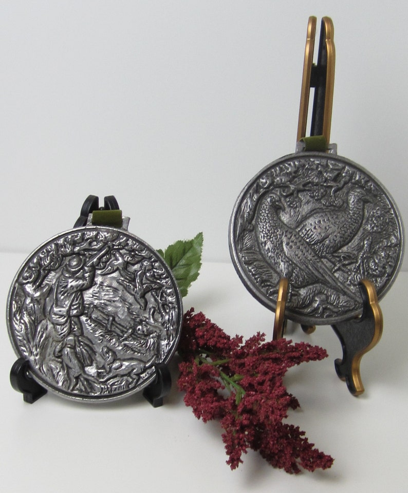 WMF Zinn Pewter Hunting Plaques, Pair - Etsy