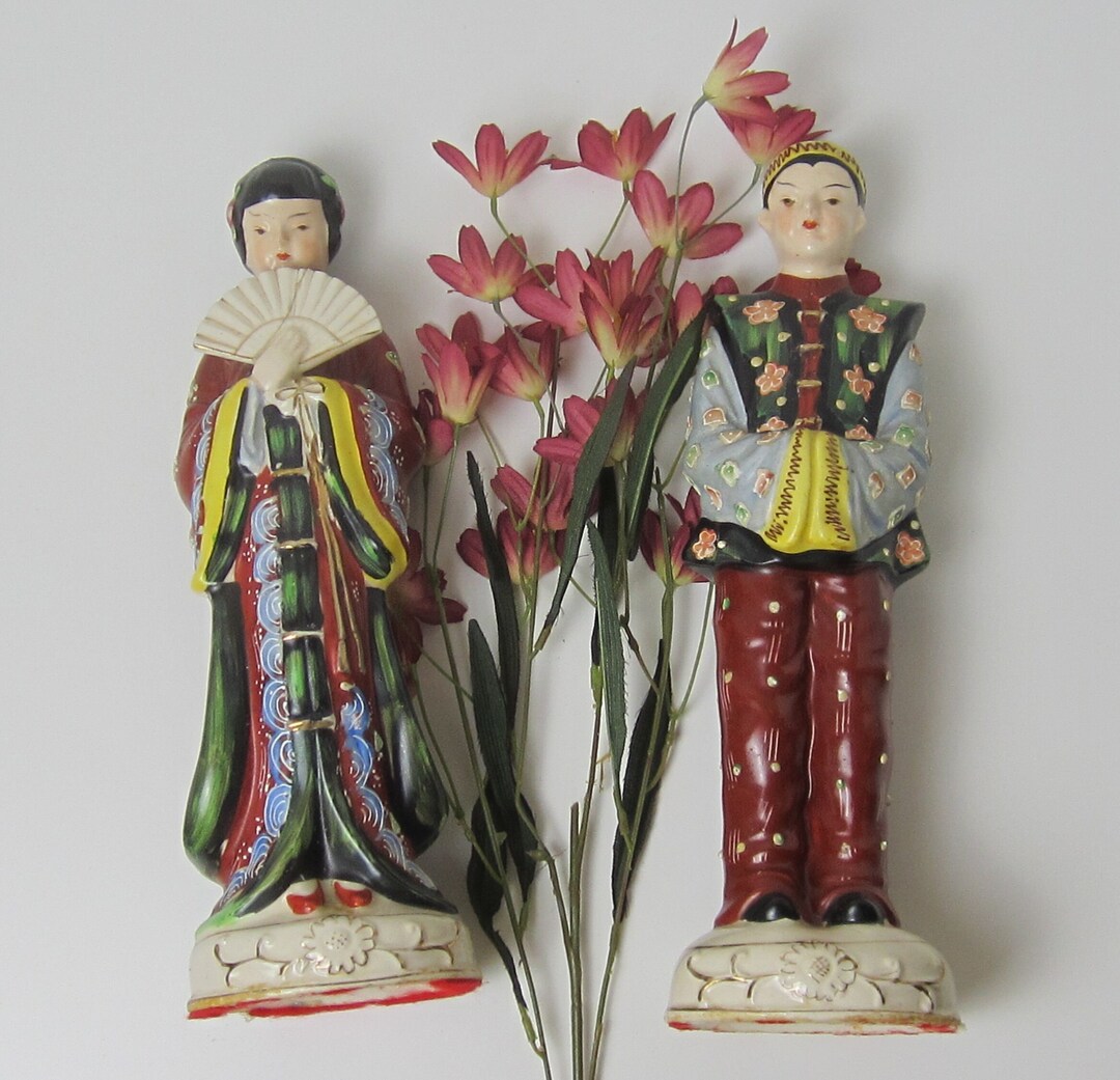 Hand Painted Japanese Couple Post-war Ceramic Figures - Etsy