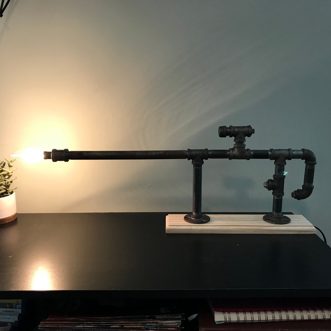 Large Gun Lamp | Pipe Lamp, Steampunk, Mancave, Industrial Lamp, Pipe ...