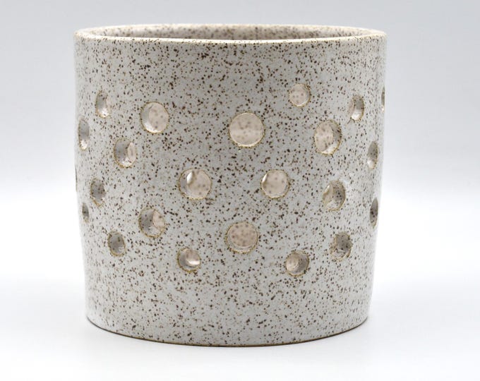 Speckled White Ceramic Orchid Pot, Modern Stoneware Orchid Planter ...