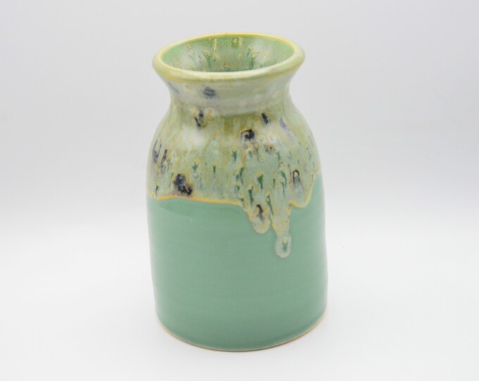Green Pottery Vase, Pottery Vase, Stoneware Flower Vase, Wheel Thrown ...