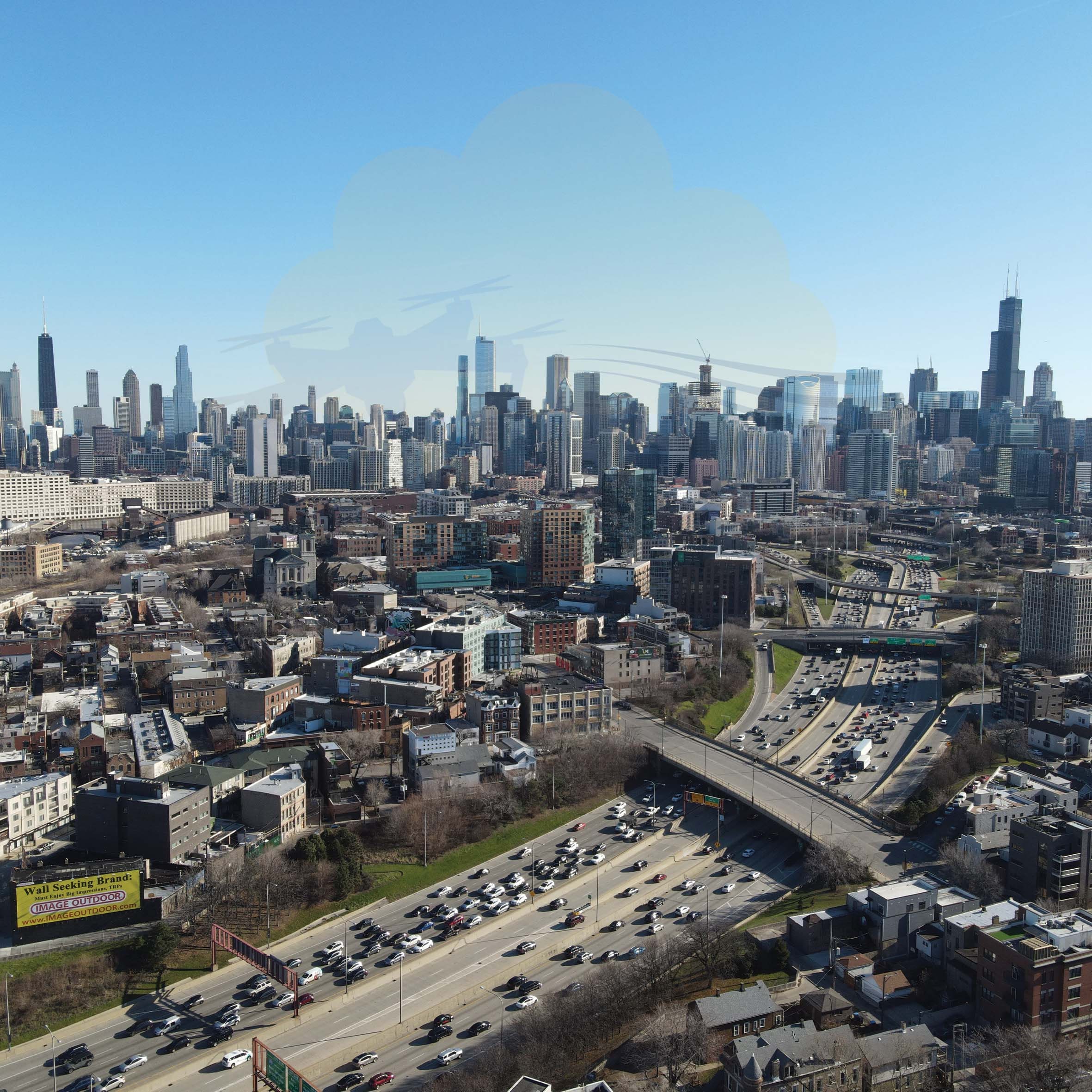 The Windy City, Chicago Skyline Landscape Print, Kennedy Expy, Drone ...