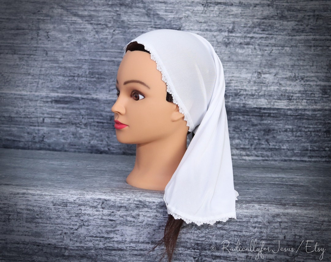 MADE to ORDER Custom COTTON Knit Lace Rounded Veil Christian Headband ...