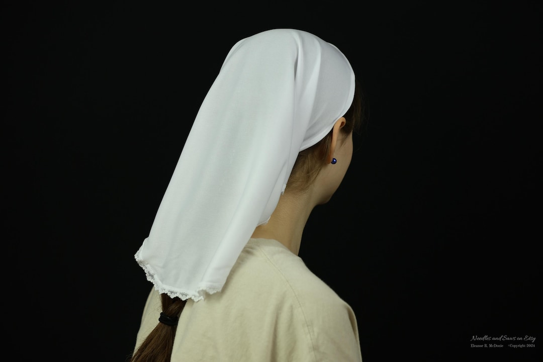 Christian White Veil Headcovering Long Polyester Knit Prayer | Violet ...