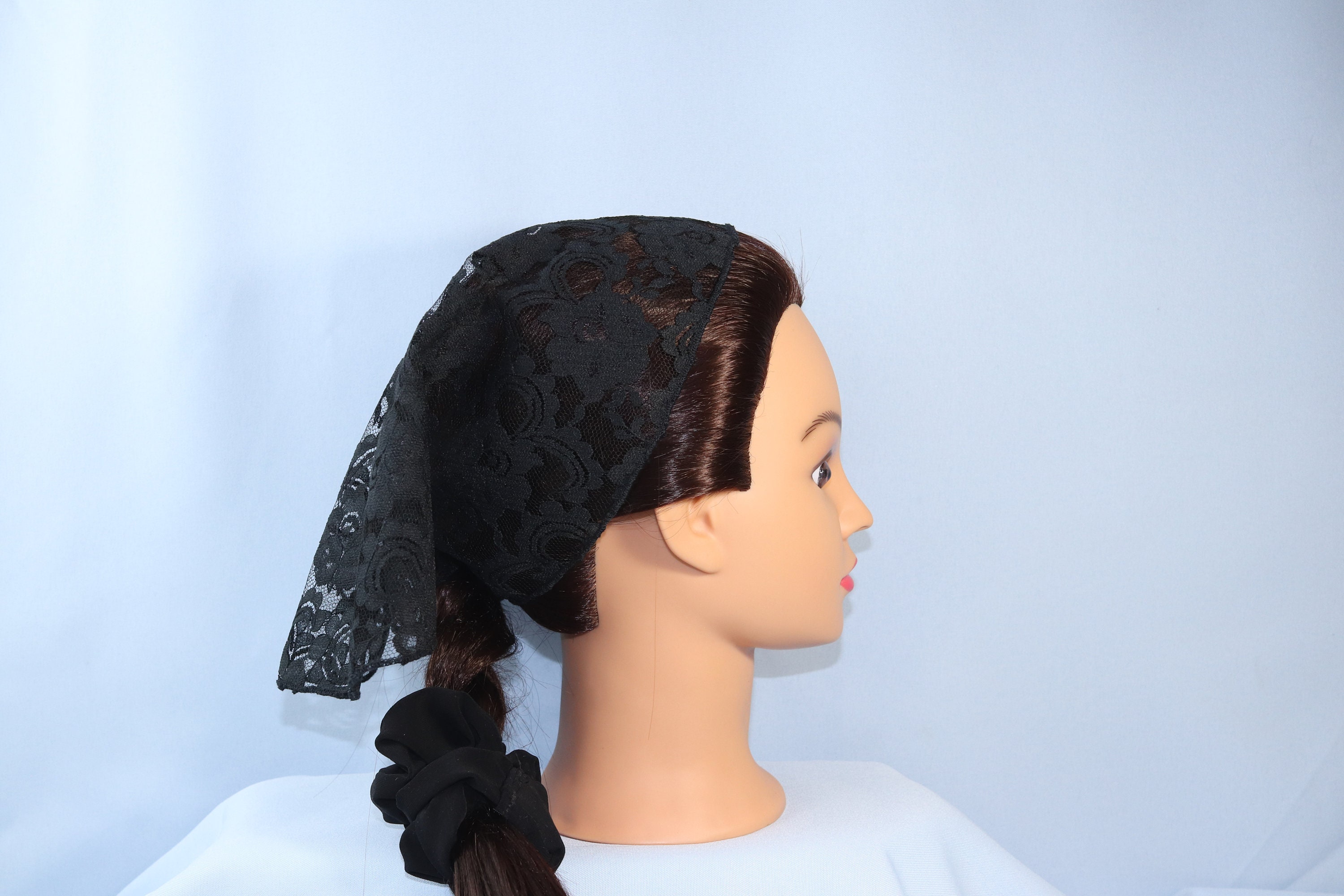 Black Lace Head Covering: Christian Prayer Veil Iris Pattern - Etsy