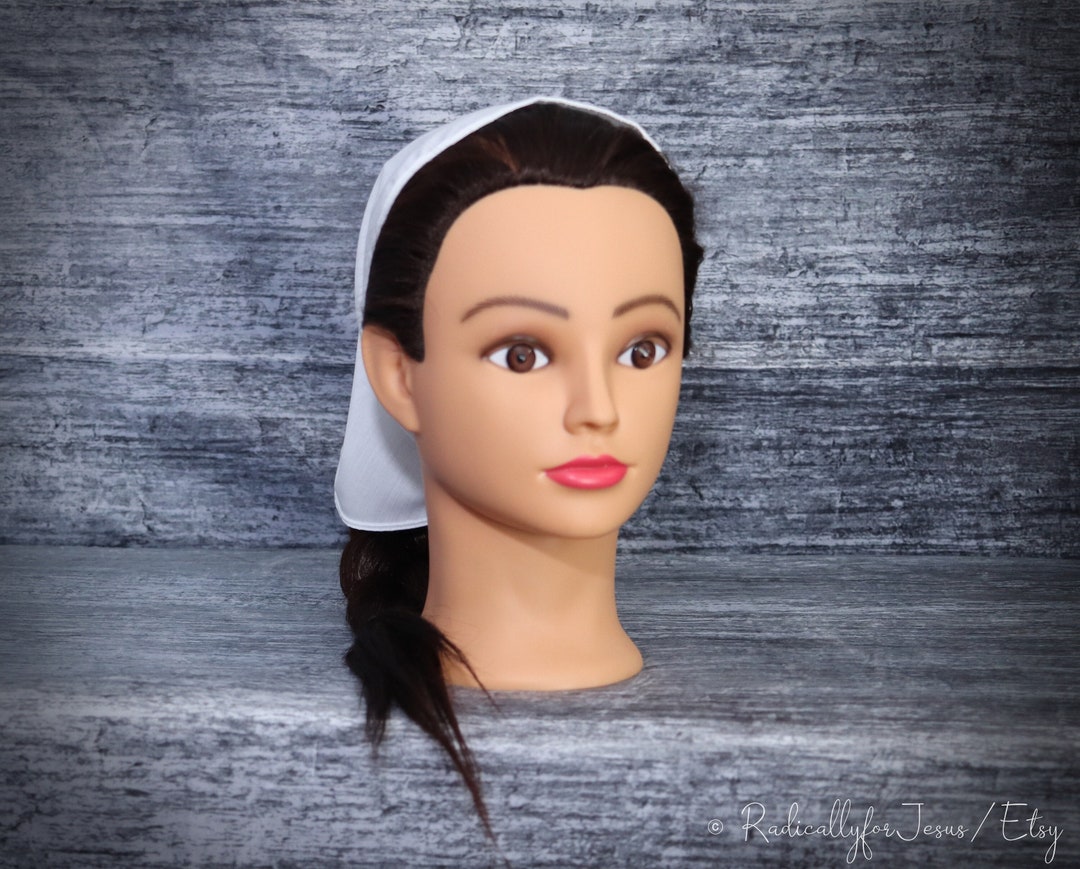 Simple Rounded White Veil Christian Ladies Headband Headcovering ...