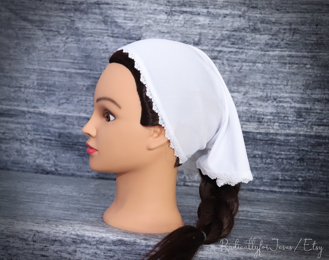White Lace Head Covering: Christian Headband Veil - Etsy
