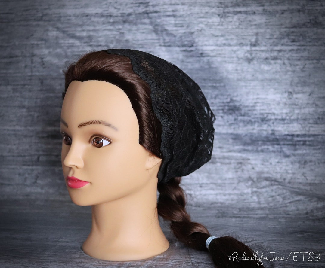 Black Lace Headband: Christian Head Covering, Prayer Veil | Zennia ...