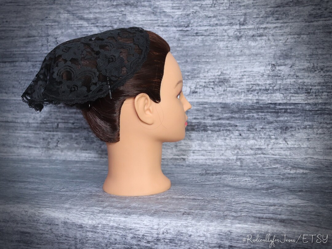 Symbolic Round Black Lace Christian Ladies Headband Headcovering/ Large ...