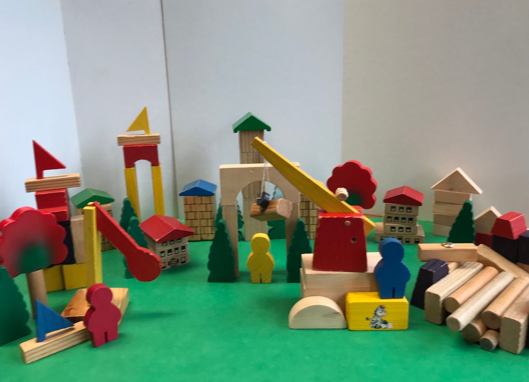 F—vintage Wood Building Blocks - Etsy