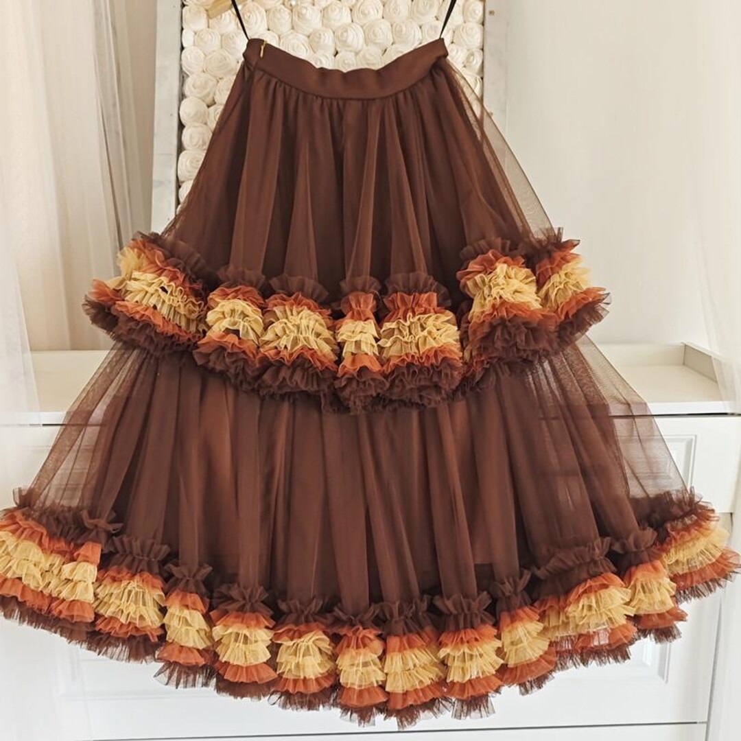 Romantic Ruffles Layered Tulle Skirt,handmade Versatile Fluffy A-line ...