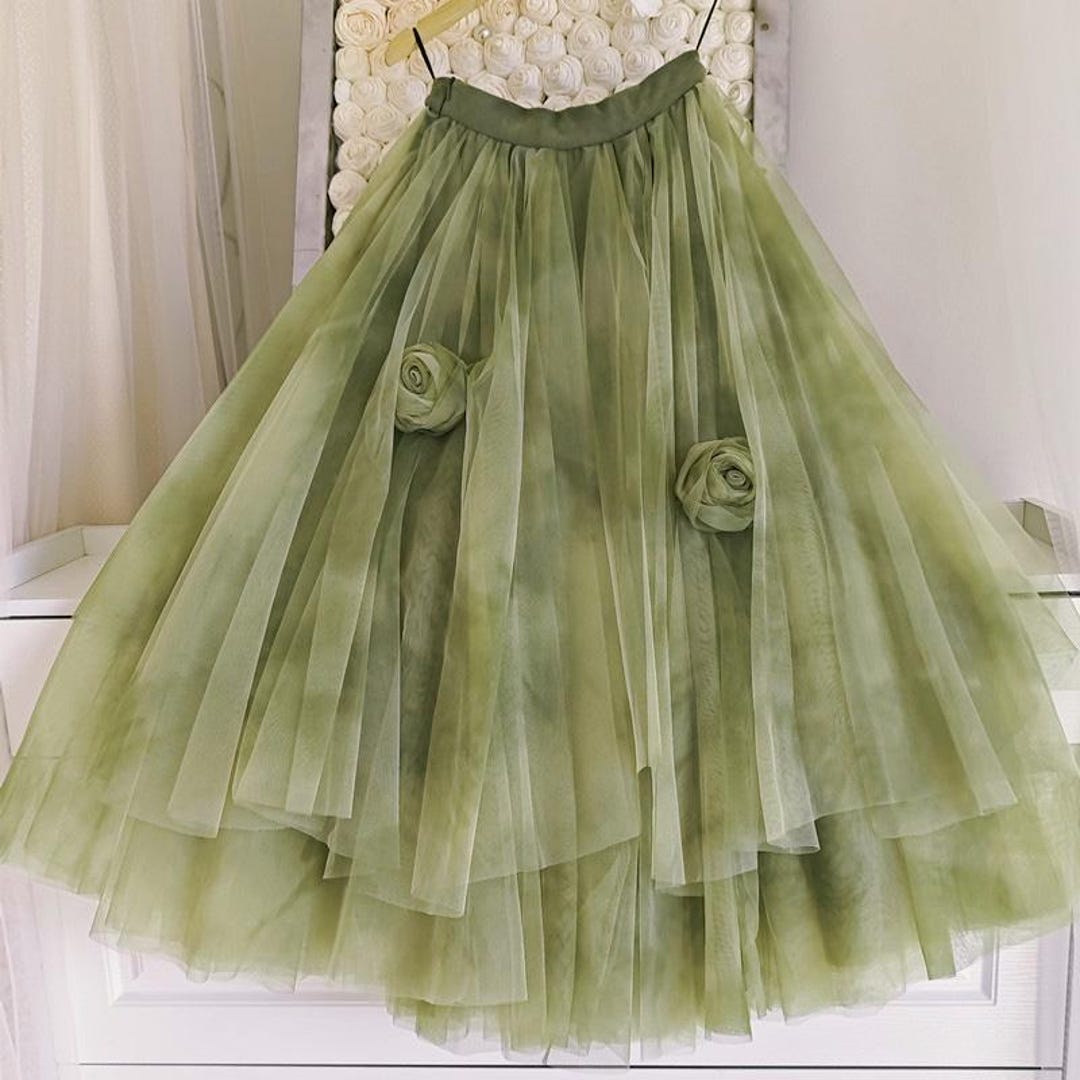 Romantic Gradient With 3D Handmade Rose Layered Tulle Skirt,women's ...