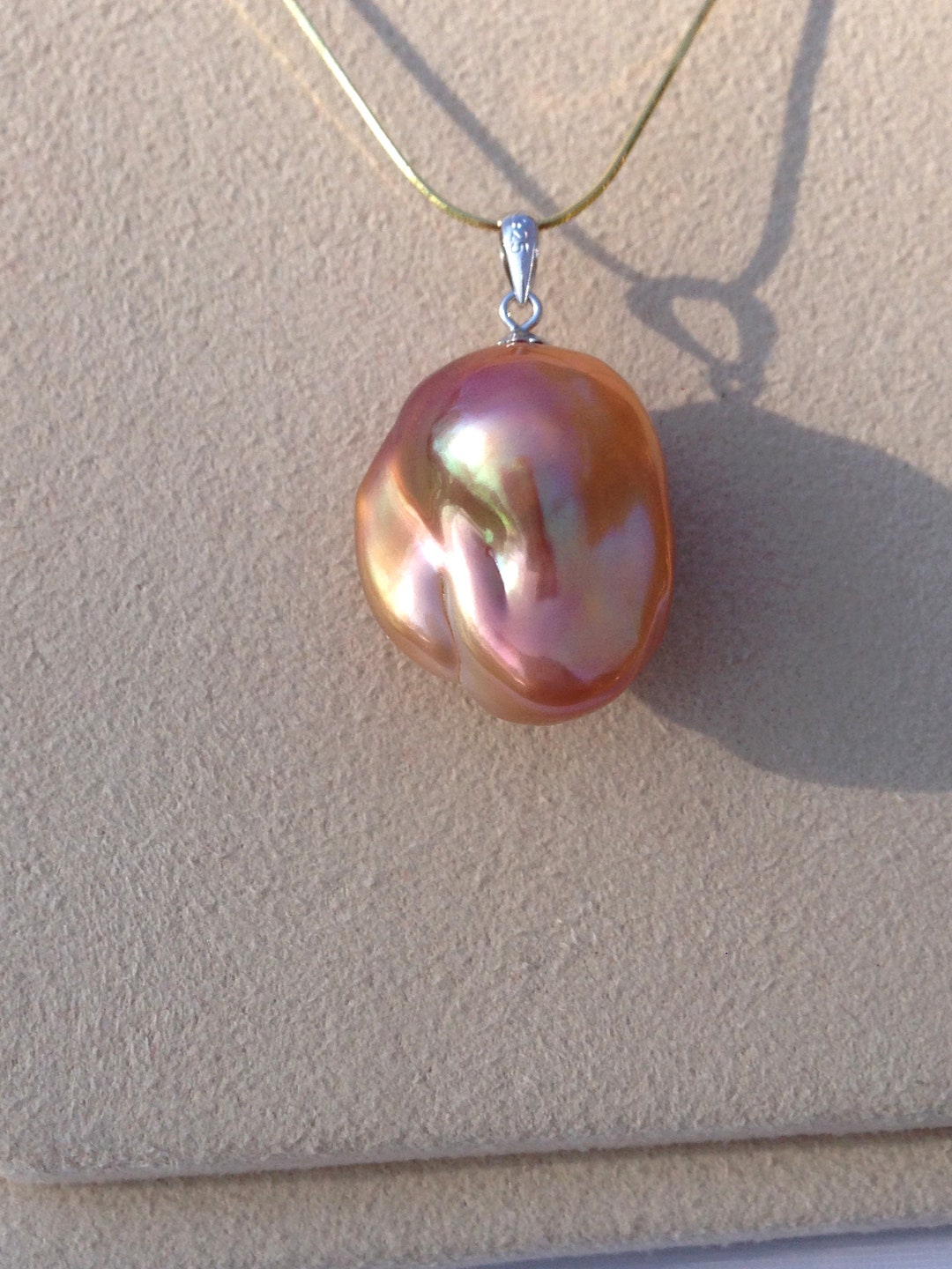Rare Luxury Rainbow Baroque Freshwater Pearl Pendant, Fireball Pearl ...