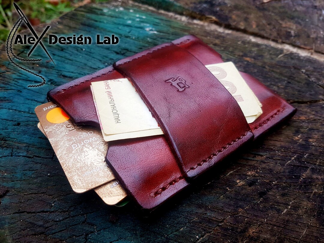 Leather Card Holder Slim Wallet Minimalistic Personalized Leather ...