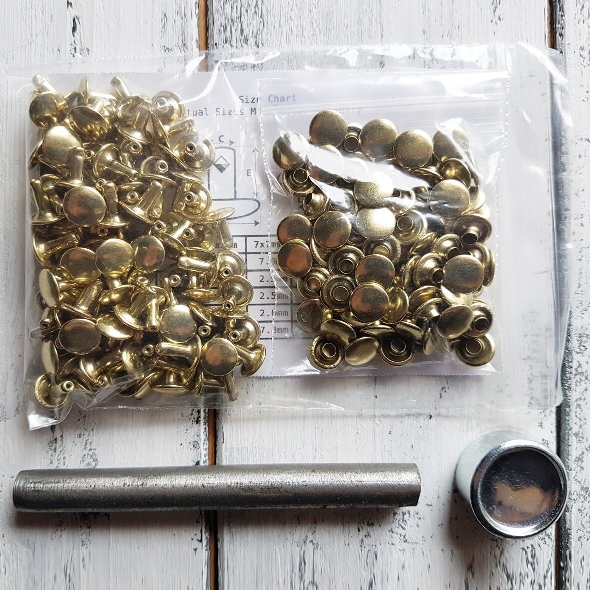 Herramienta de remache RJ Leather Studio con 100 remaches de doble tapa ...