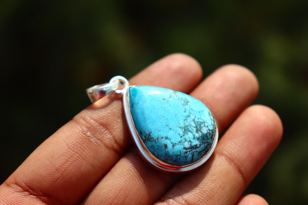 Pears Turquoise Gemstone Handmade Pendant Natural Turquoise Sterling ...