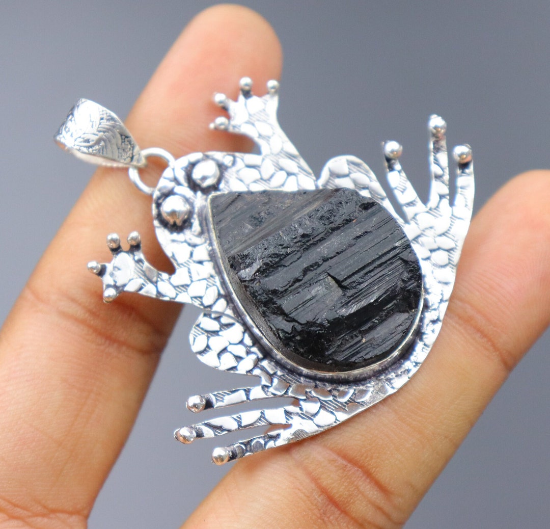 Frog Black Tourmaline Necklace, Tree Frog Jewelry, Celtic Frog Pendant ...