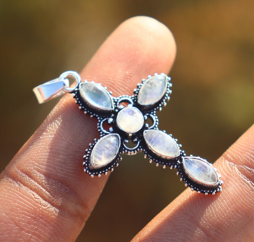 Natural Moonstone Stone Handmade Pendant | Cross Pendant | Peace ...