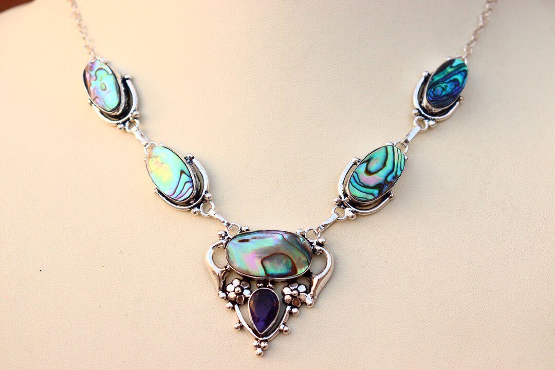 Abalone Shell Sterling Silver Necklace: Handmade Art Deco Jewelry - Etsy