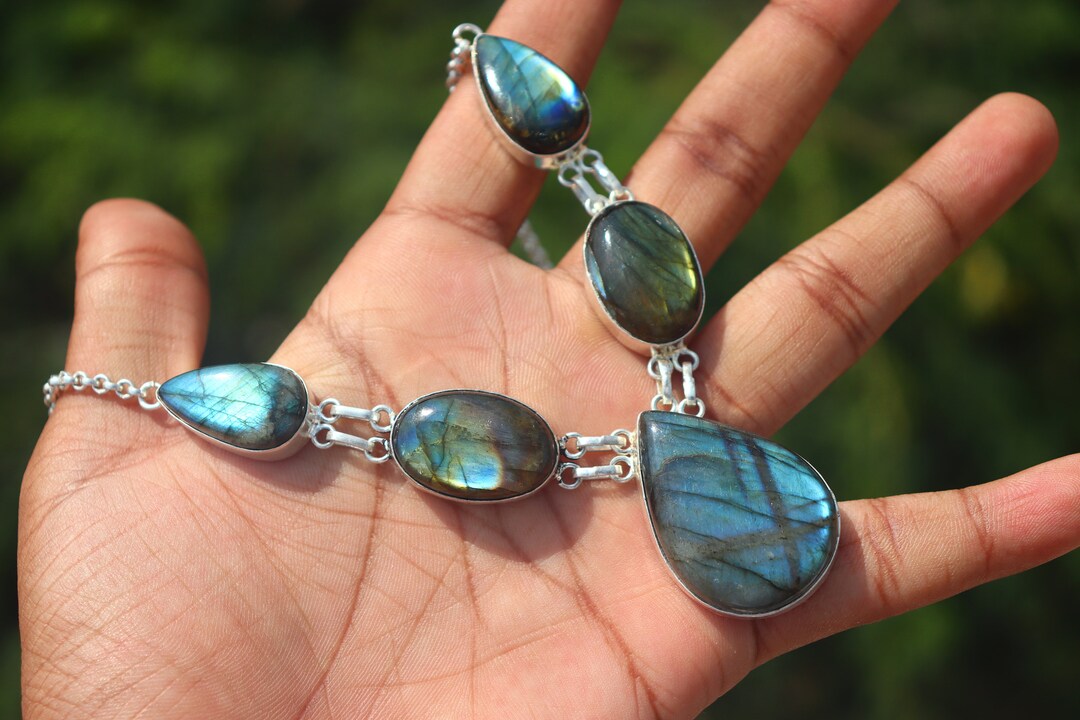 Vintage Fire Labradorite Necklace| Labradorite Gemstone Necklace ...