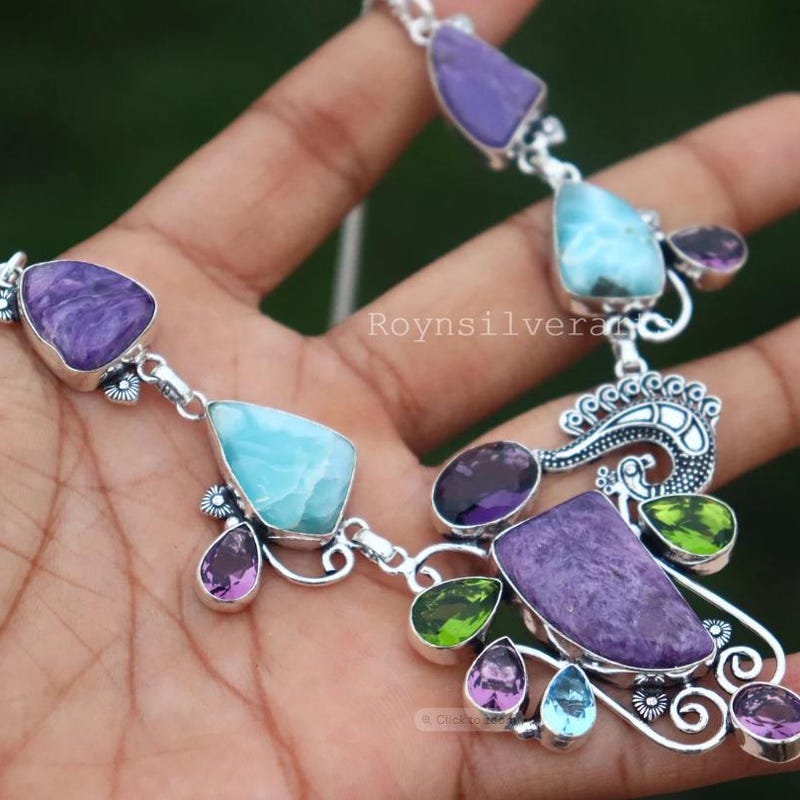 Vintage Charoite Pendant - Etsy