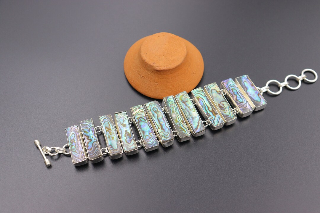 Vintage Avalon Stone Bracelet: Handmade Silver Plated Brass Jewelry - Etsy