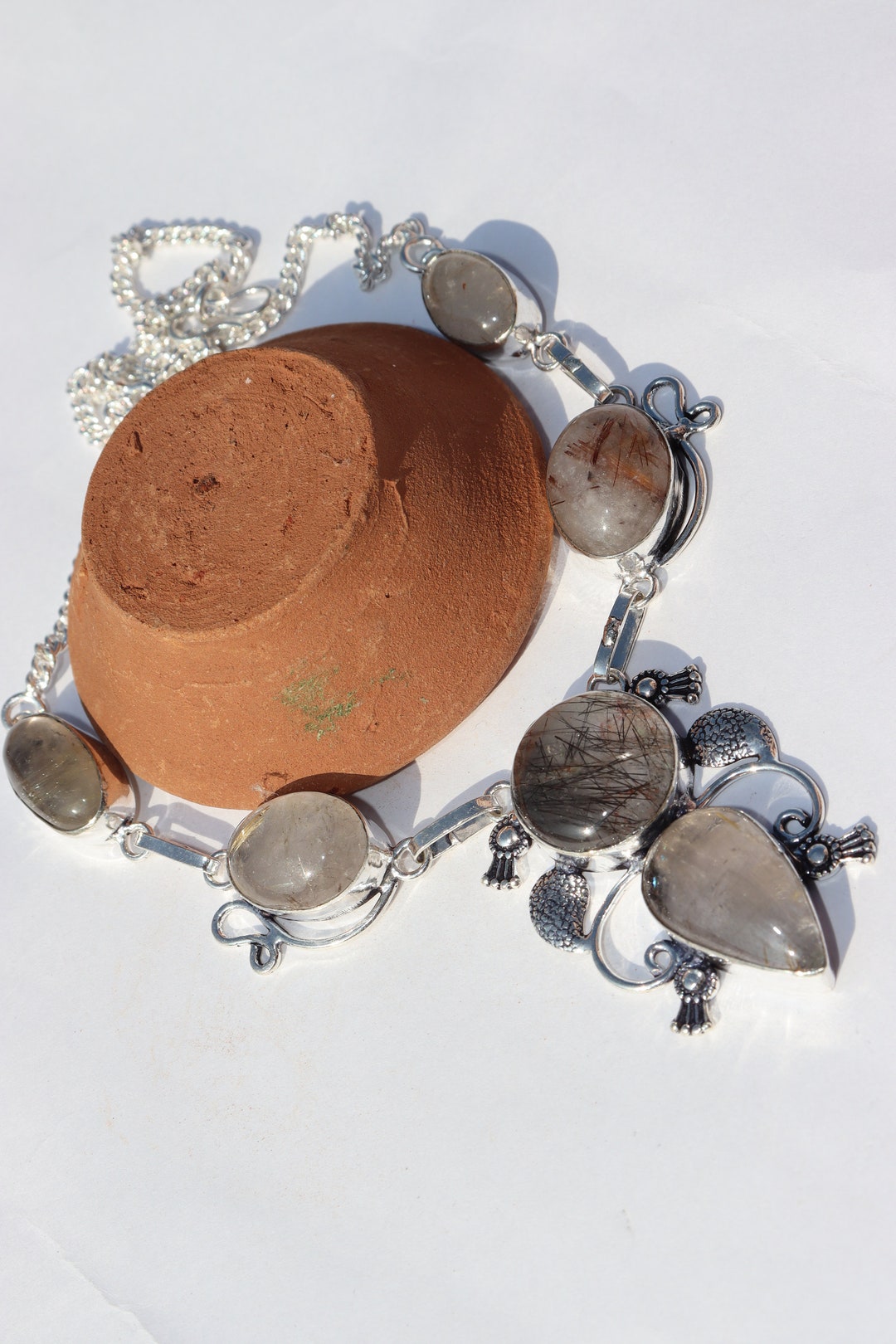 Natural Golden Rotile Stone Handmade Silver Plated Bracelet - Etsy