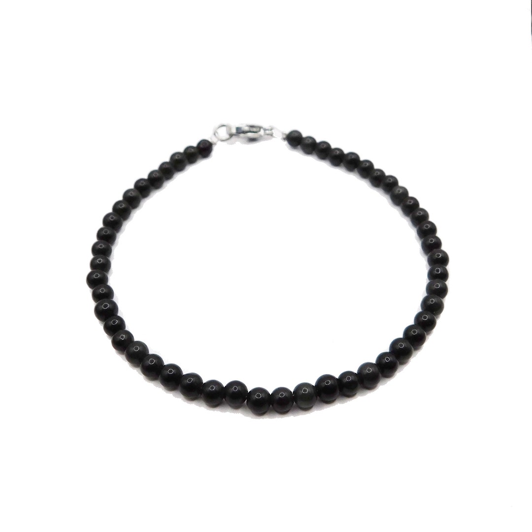 Obsidian Anklet, Gemstone Anklet, Healing Anklet, Minimal Anklet - Etsy