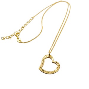 Heart Necklace, Texture Heart, Minimal Heart Necklace Love Gift, Gold ...