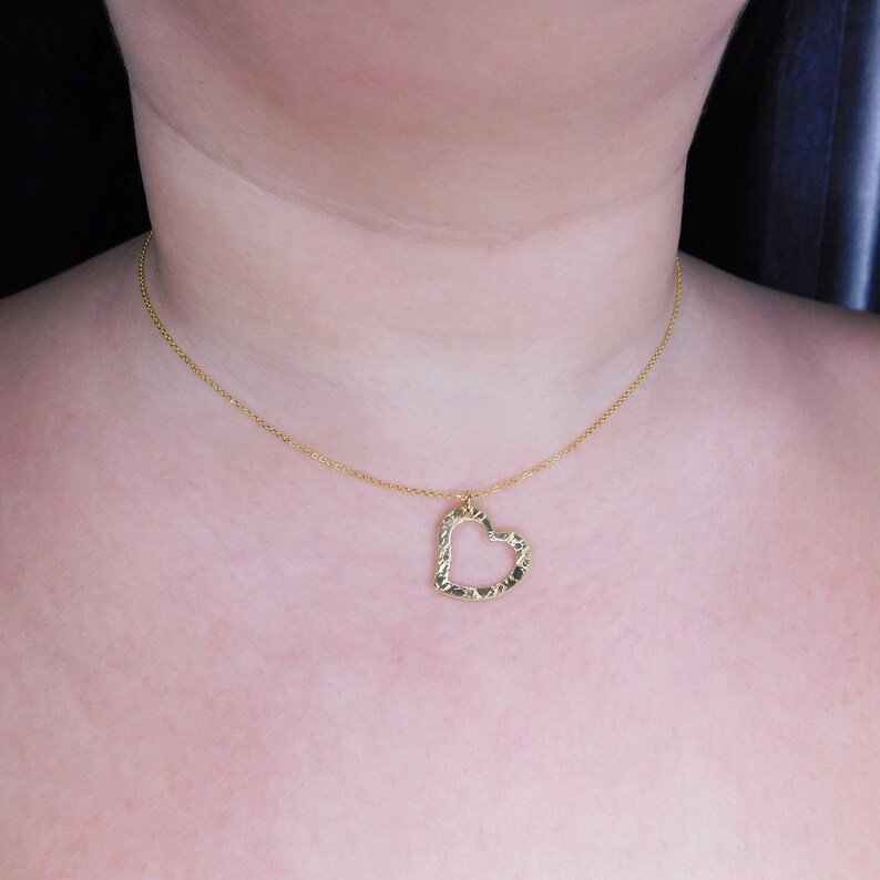 Heart Necklace Texture Heart Minimal Heart Necklace Love - Etsy