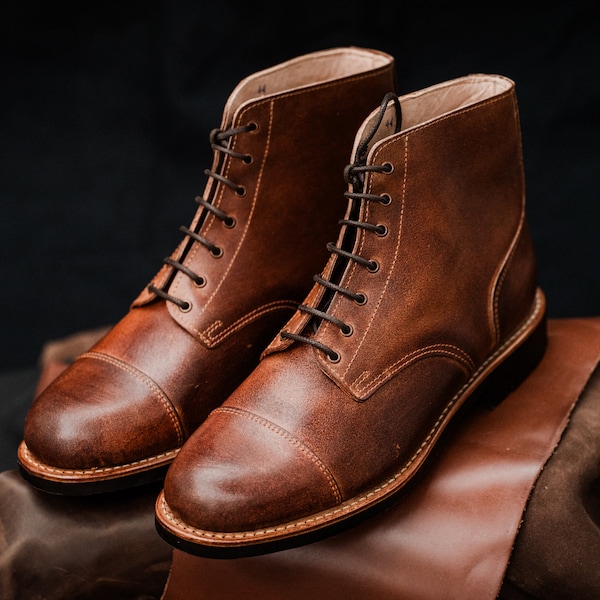 Mens Leather Heritage Boots - Etsy
