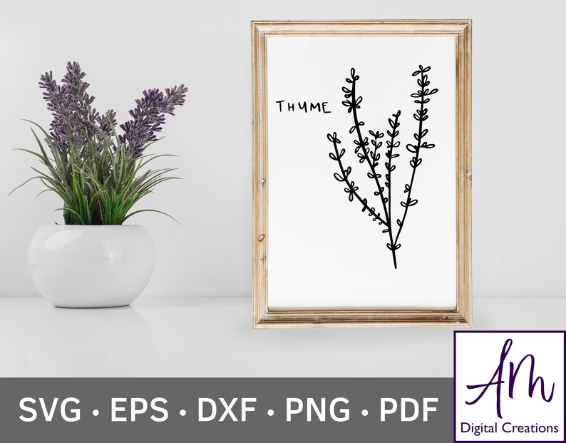 Hand Drawn Herbs SVG Rosemary Thyme Basil Sage Mint SVG Kitchen Herbs ...