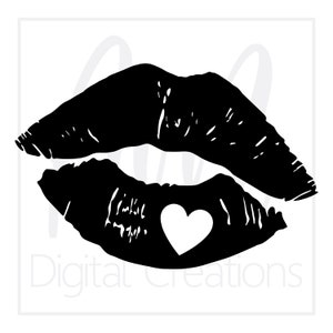 Heart Kiss Cutout SVG Love Valentine Kiss SVG Cut File for Cricut ...