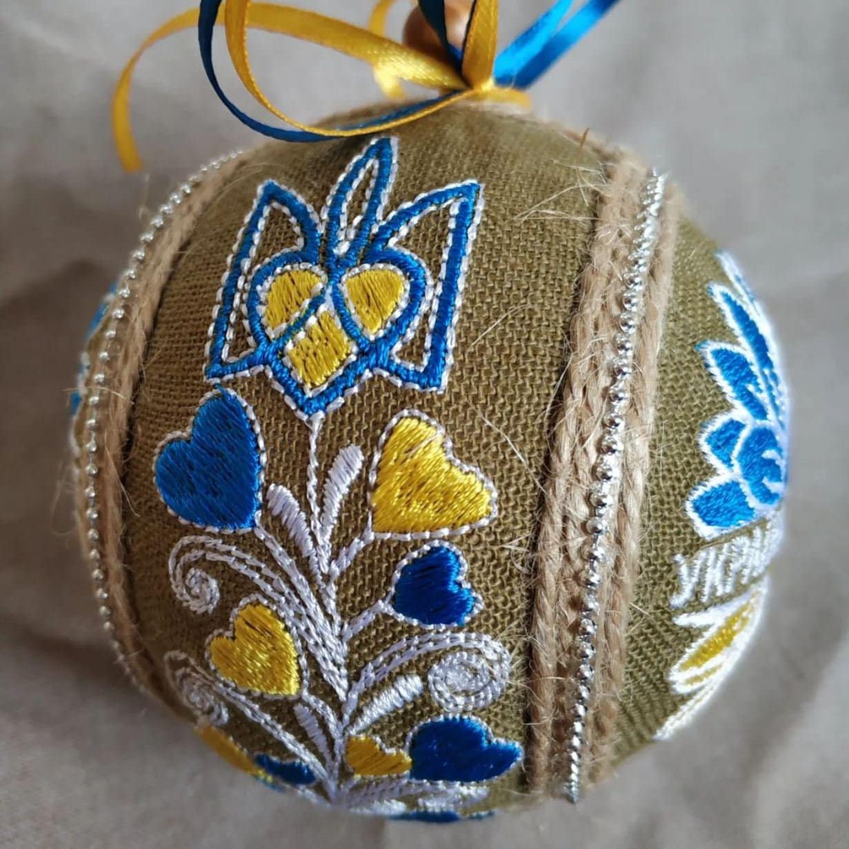 Ukrainian Christmas Tree Decorations With Tryzub Embroidery, Mede in ...