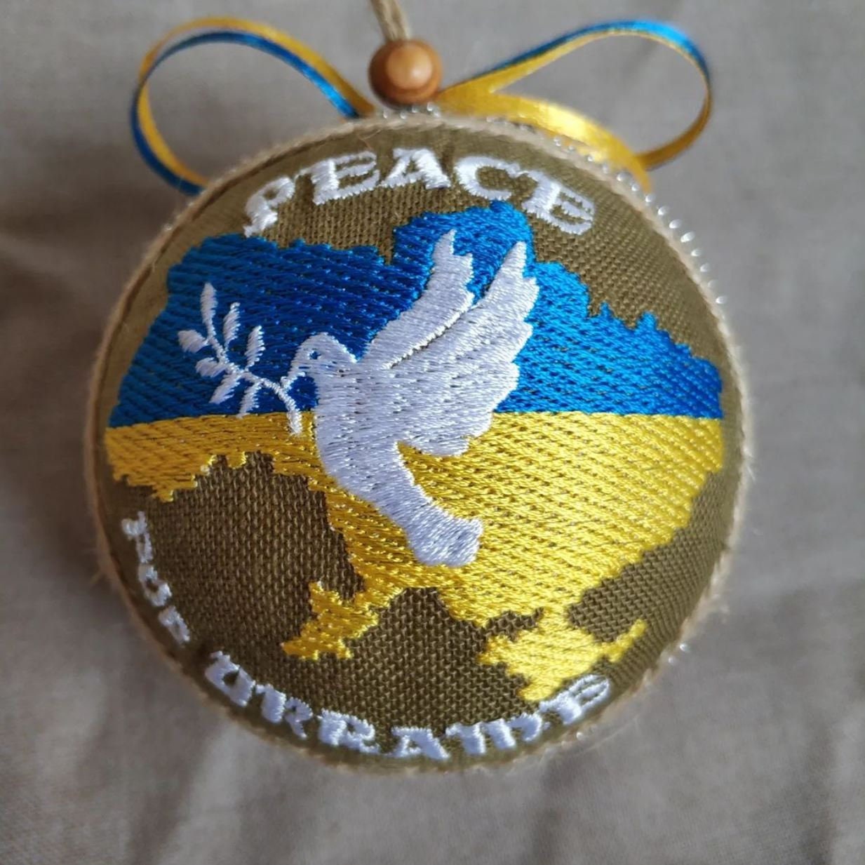 Ukrainian Christmas Tree Decorations With Tryzub Embroidery, Mede in ...
