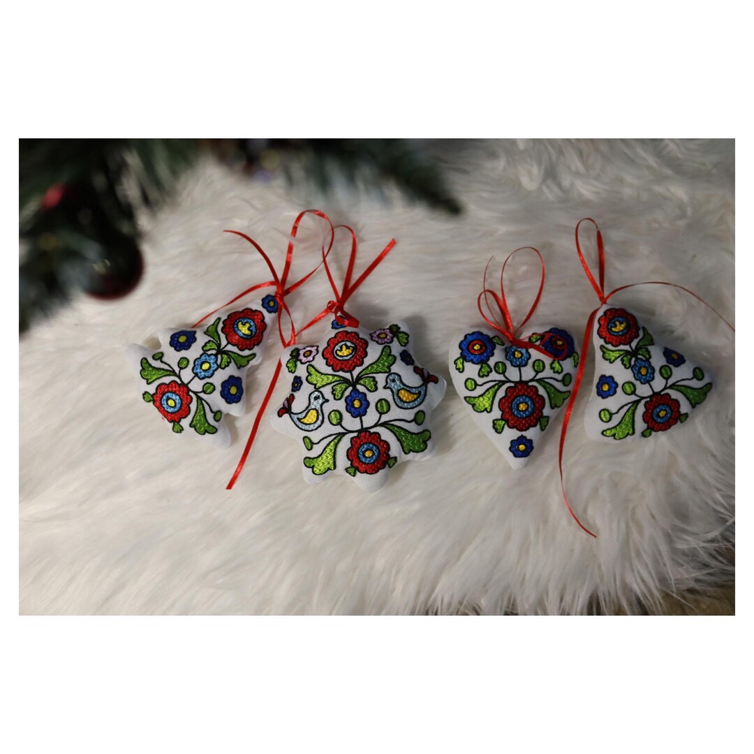 Fabric Christmas Ornaments, Embroidered Christmas Tree Decorations ...