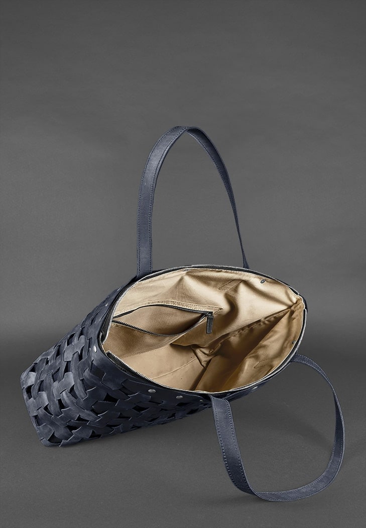 Extra Large Blue Woven Tote Bag Leather Large Shoulder Bag - Etsy