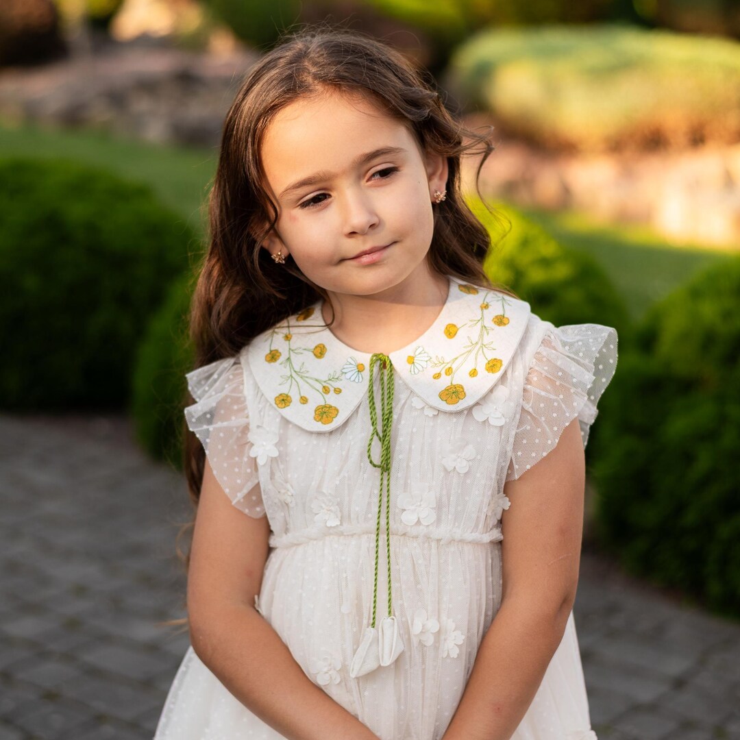 Kids Peter Pan Collar, Detachable Embroidered Collar With Yellow ...