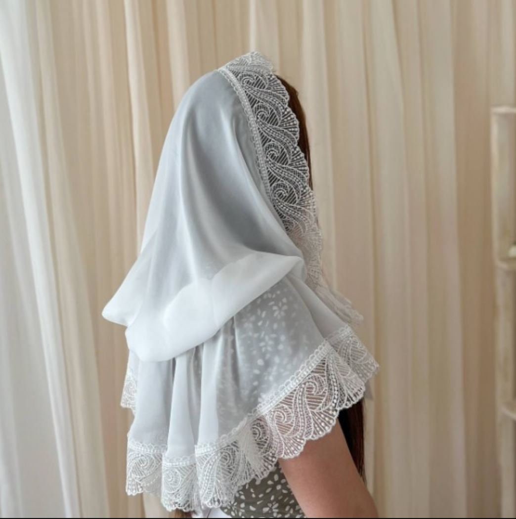Off White Church Veil Opaque, Ivory Veil for Mass, White Traditional ...