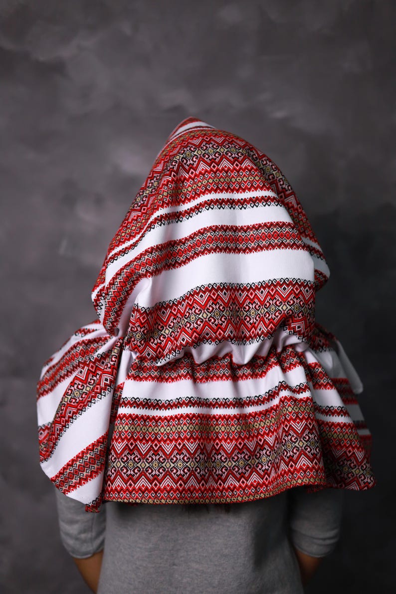 Traditional Slavic Head Covering, Embroidered Ukrainian Folk Hooded ...