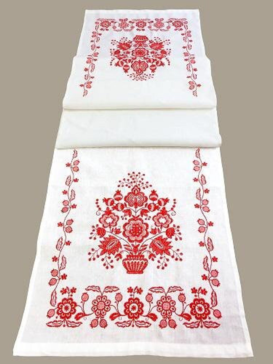 Slavic Rushnyk, Wedding Rushnyk, Tree of Life Embroidery, Red Linen ...
